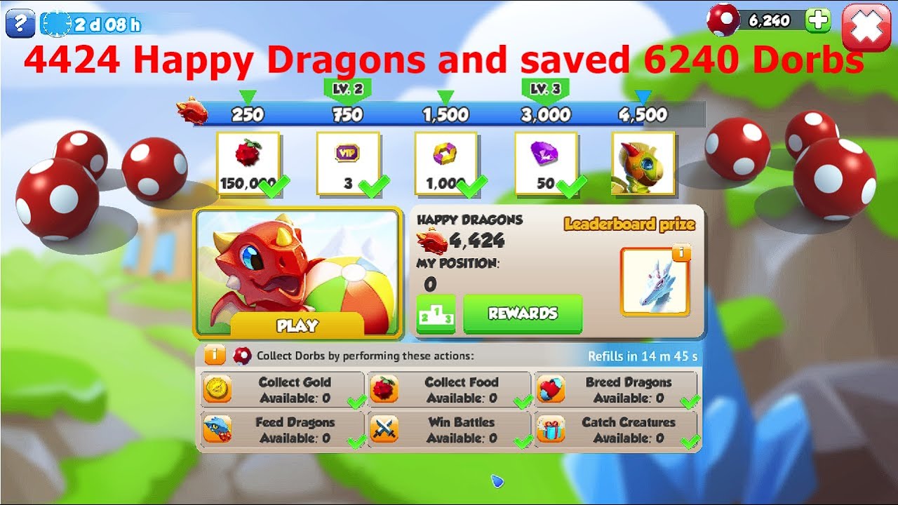 4424 Happy Dragons and saved 6240 Dorbs-Dragon Mania legends | Kongming ...