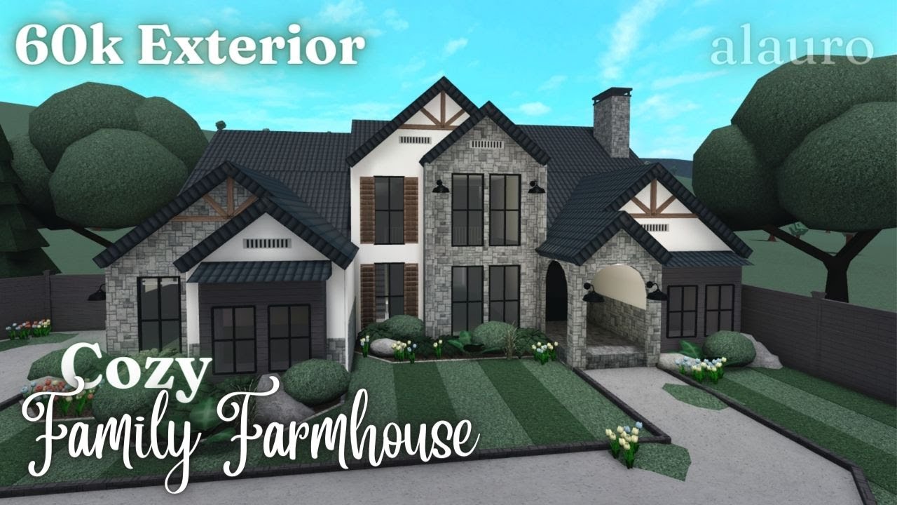 Cozy Family Farmhouse - 60k Exterior - Bloxburg Speed Build - YouTube