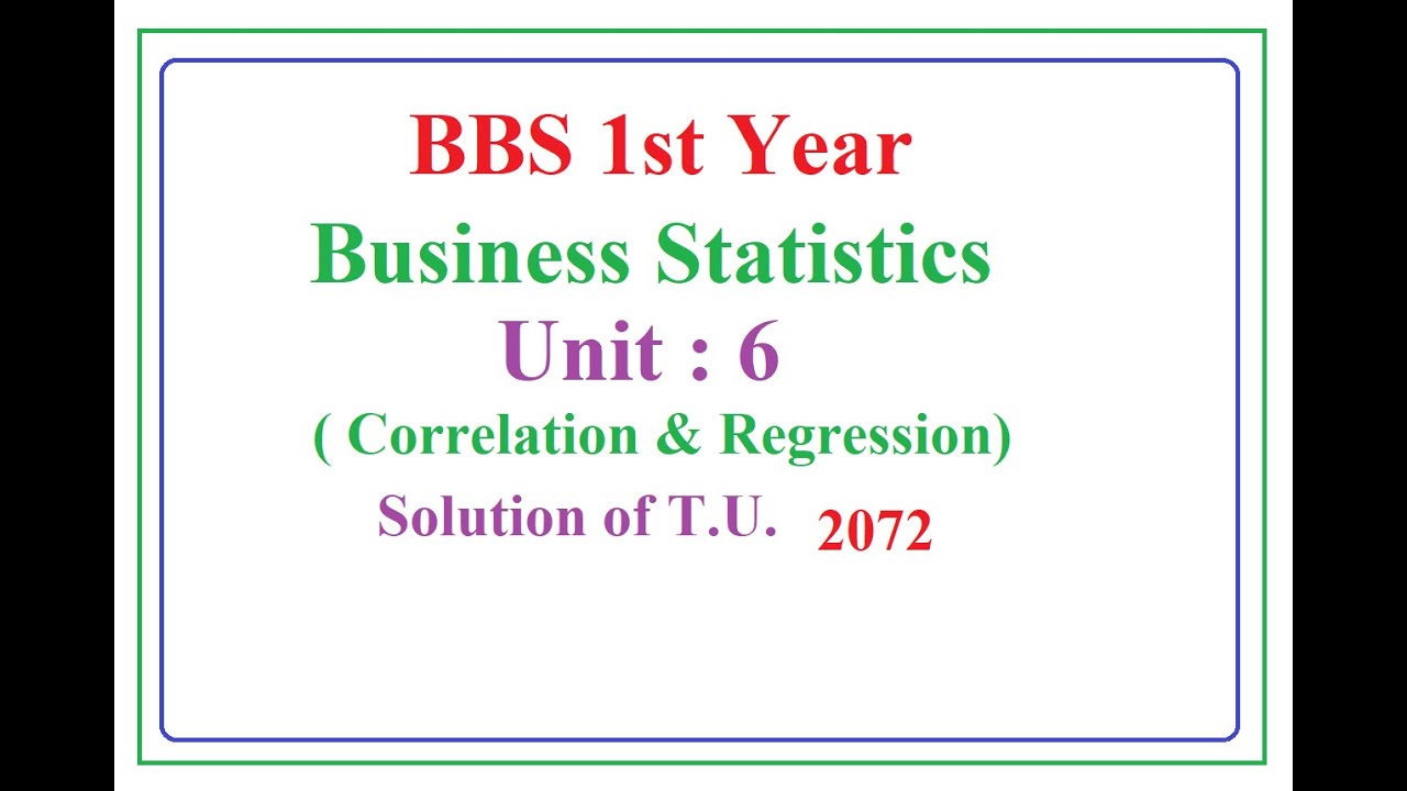 BBS 1st Year : Business Statistics : Unit : 6 - YouTube