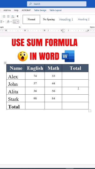 😮 How to Use Sum Formula In MS Word #msword #word - YouTube
