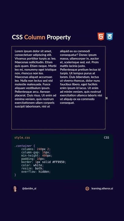 Css Columns Property 🚀css Htmlcss Coding Css3 Html Webdesign Webdevelopment Frontend