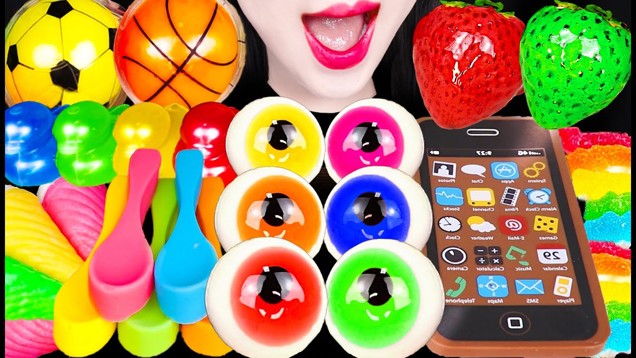 ASMR Edible iPhone Jelly Dice Candy Kohakuto 먹는 주사위 사탕 아이폰 젤리 먹방 ...