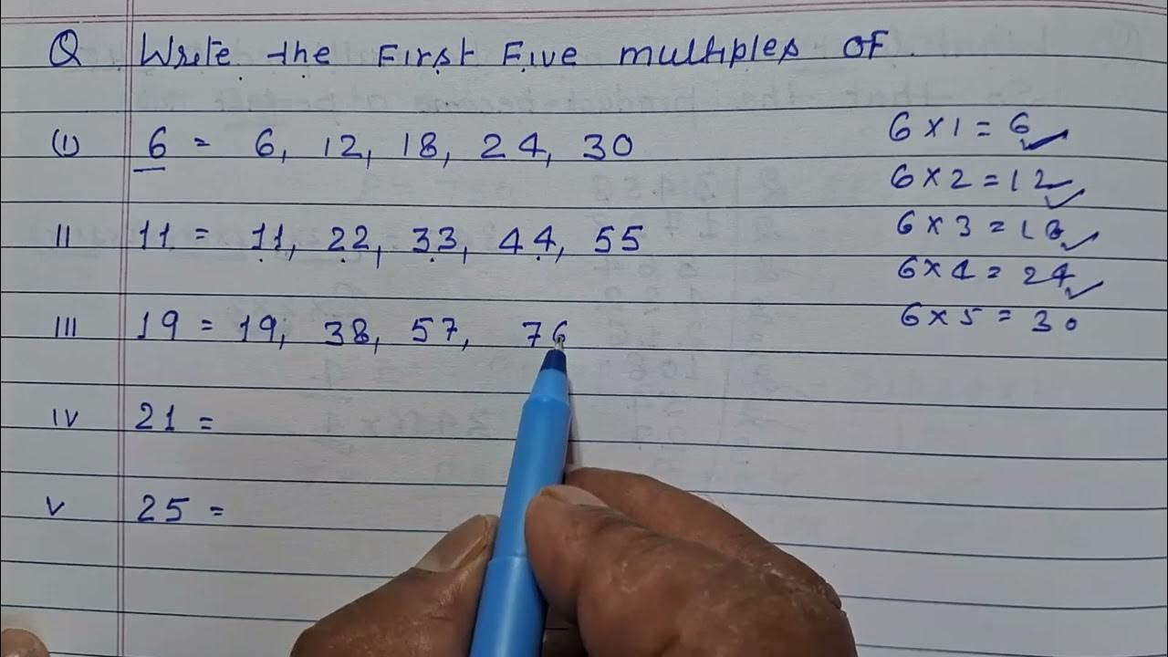 Write the first five multiples of the following numbers - YouTube