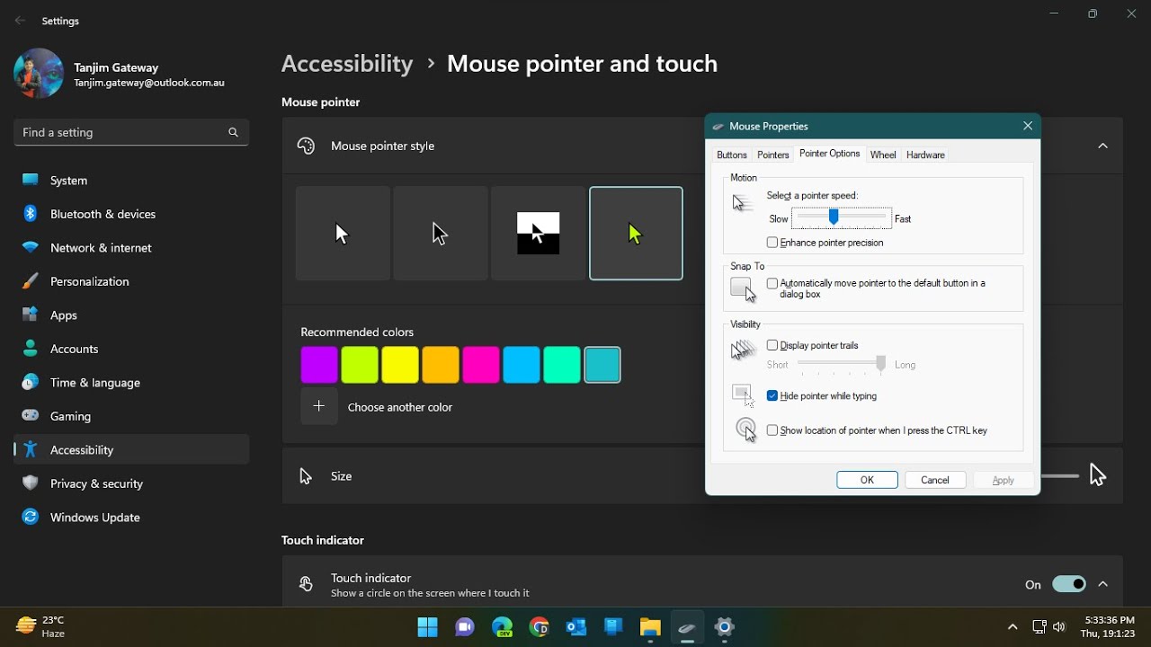 how to change windows 10 and 11 mouse courser - YouTube