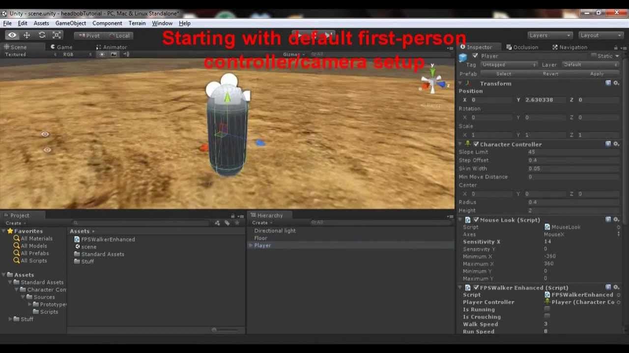 Unity3D (C#) - 1st Person Head Bob/Camera Movement Tutorial - YouTube