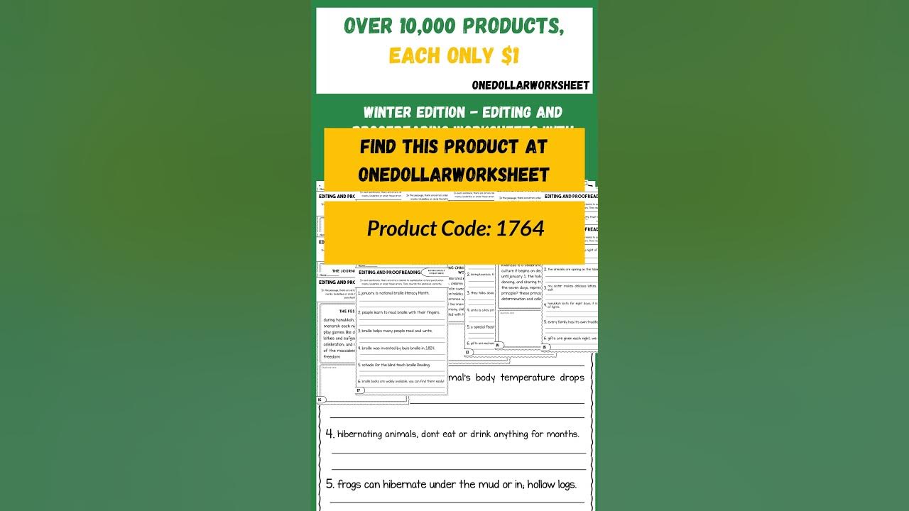 Winter Edition - Editing and Proofreading Worksheets with Editing ...