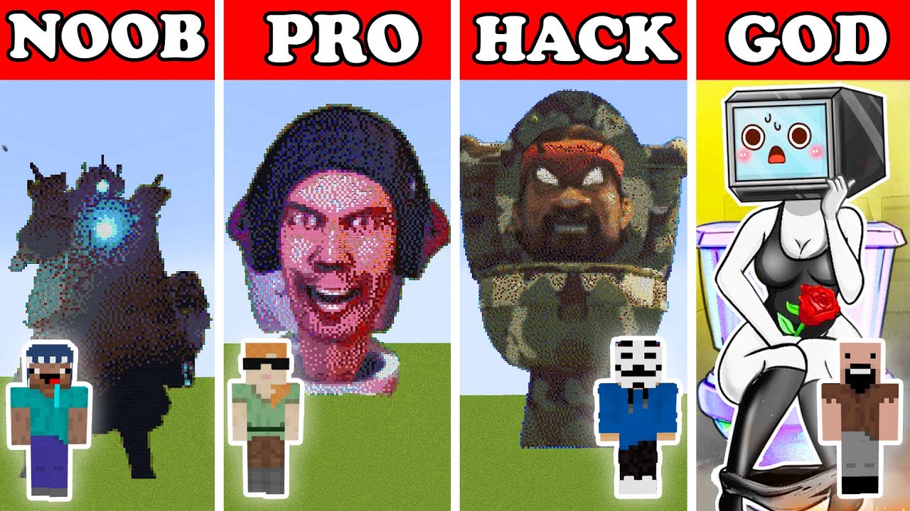 Upgrade Camera man and Camera Woman Pixel Art : Noob, Pro, HACKER ...