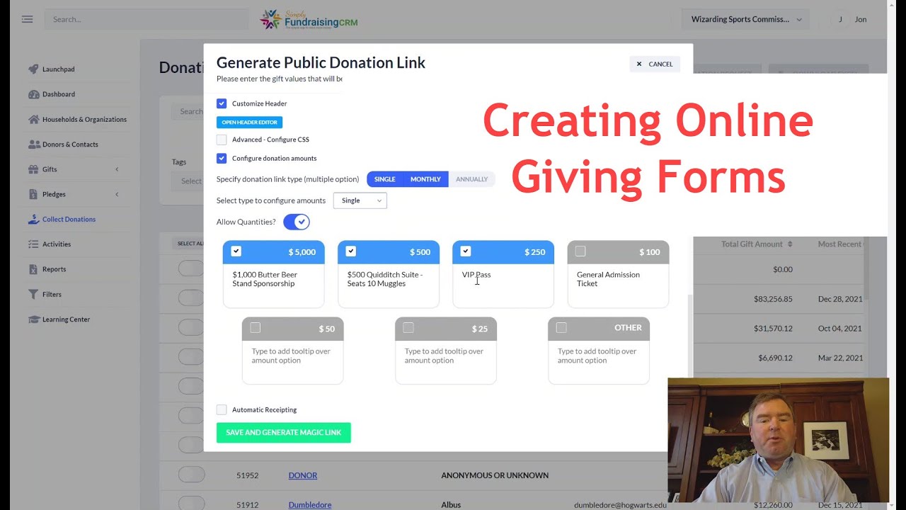 How to Create an Online Giving Form and Create MagicLinks for Donors to ...