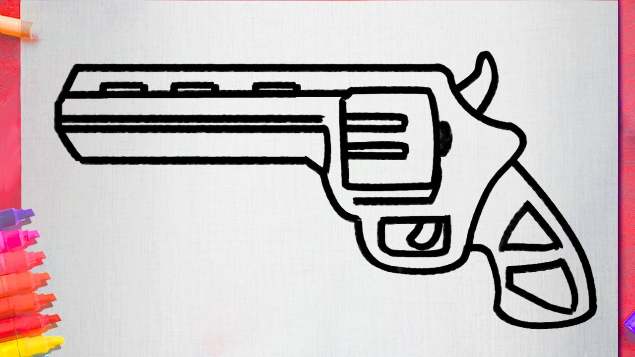 How to draw a Pistol Gun step by step easy - YouTube