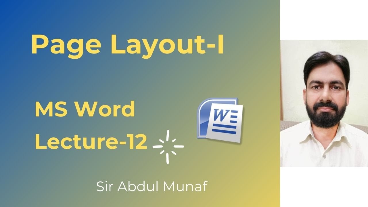 MS Word Tutorial | Lecture 12 | Page Layout | Page Setup - YouTube
