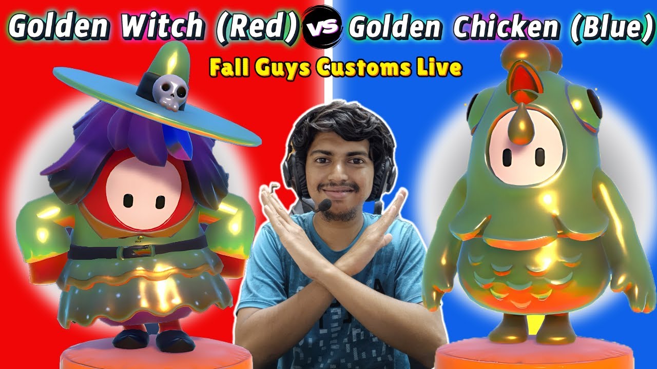 FALL GUYS customs live🔴Golden Witch (Red) Vs Golden Chicken 🔵(Blue) # ...