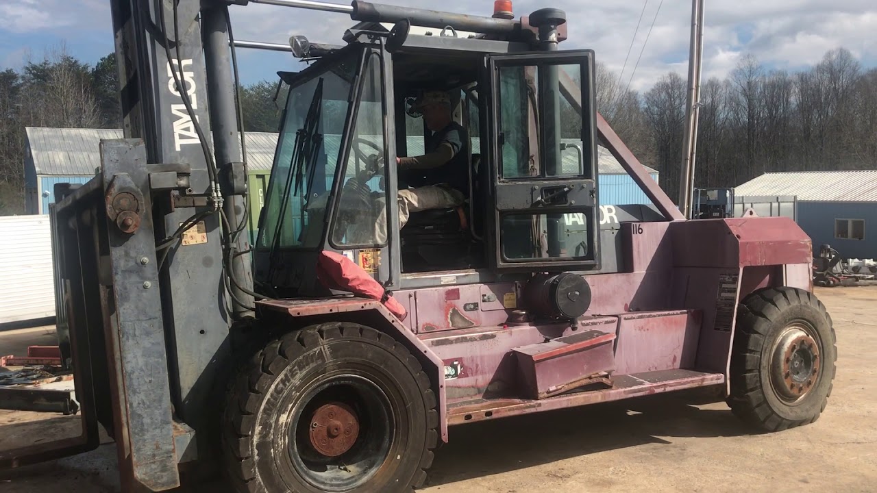 35,000 LB. TAYLOR MODEL TH350L PNEUMATIC TIRE DIESEL LIFT TRUCK - YouTube