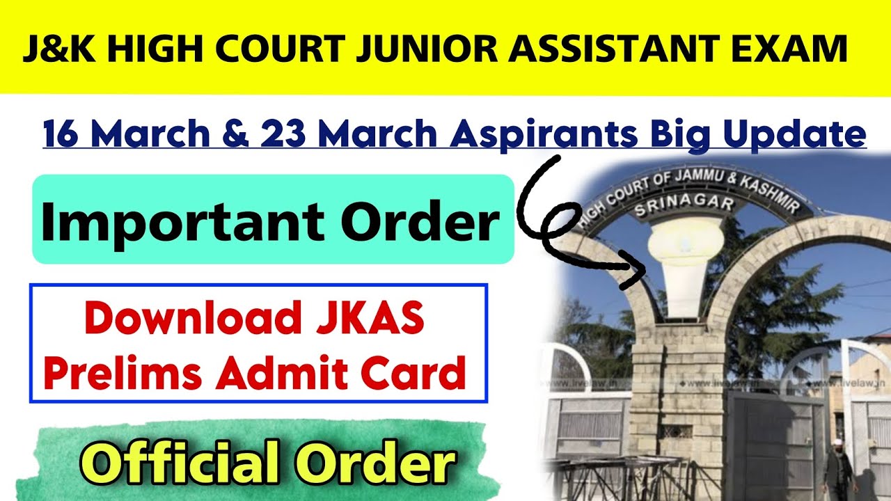 J&K High Court Junior Assistant New Order Before Exam | JKAS Prelims ...