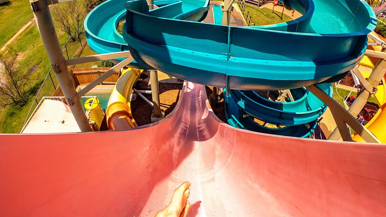 Steep Freefall Slide (Tiki Temple) Hawaiian Falls The Colony - YouTube