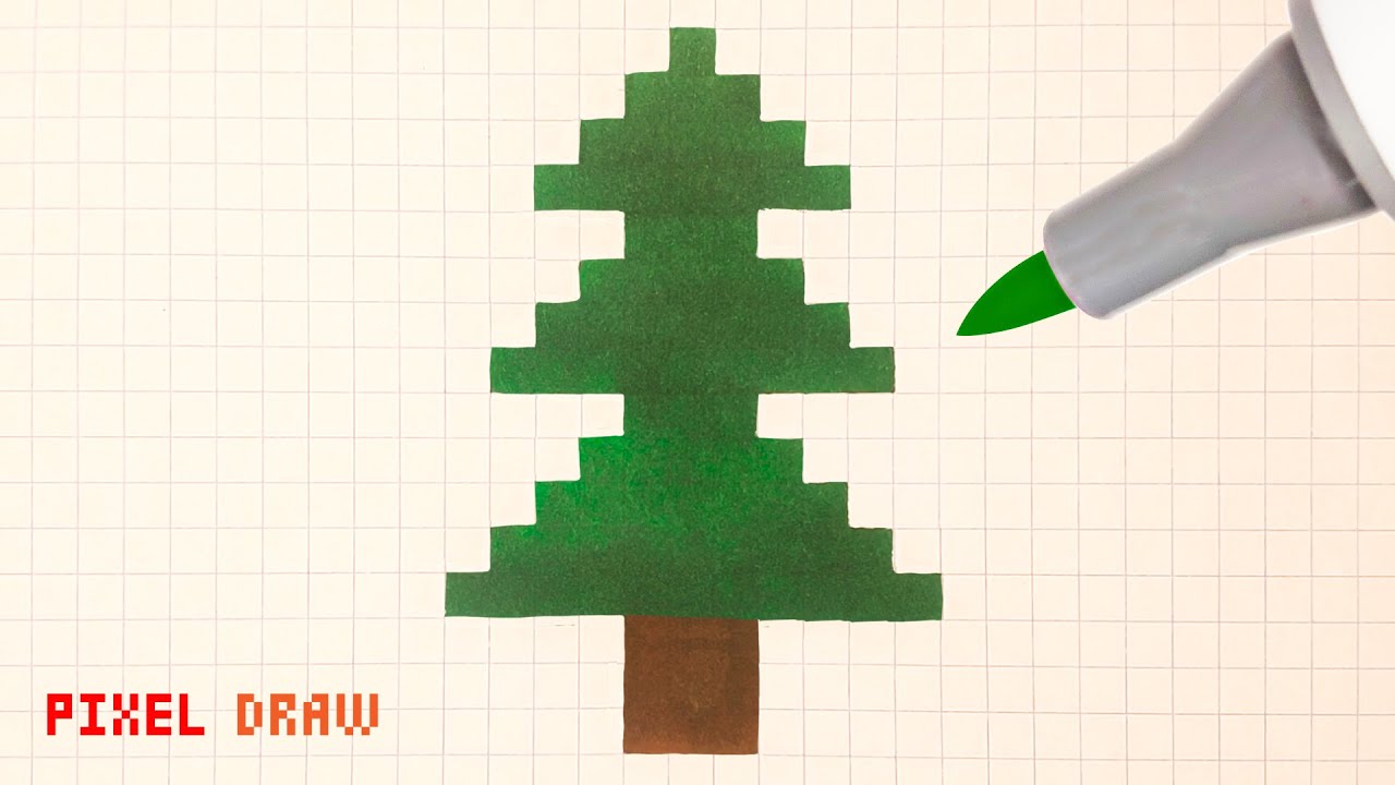 HOW TO DRAW PINE TREE STEP BY STEP | PINE TREE PIXEL ART TUTORIAL - YouTube