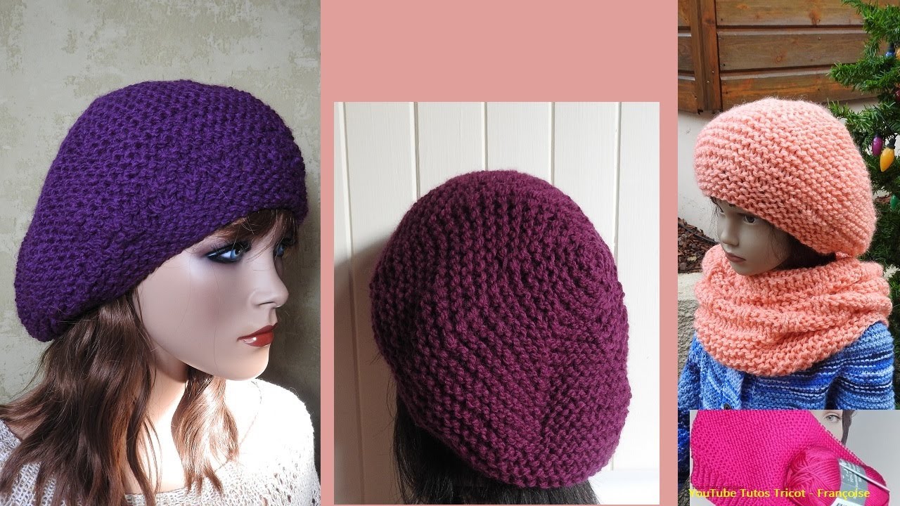 Tuto Tricot Béret Enfant au point Mousse facile / Children's knitted ...