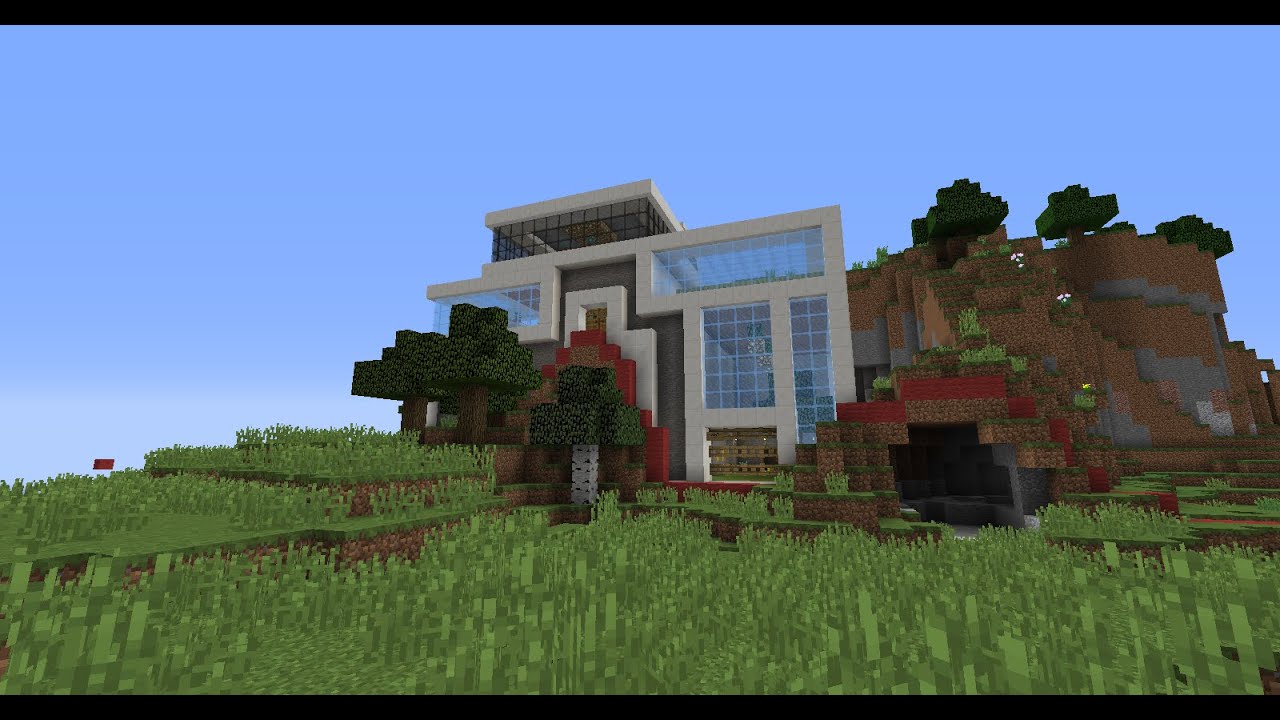 Modern minecraft house update(Pool and outside walls) - YouTube