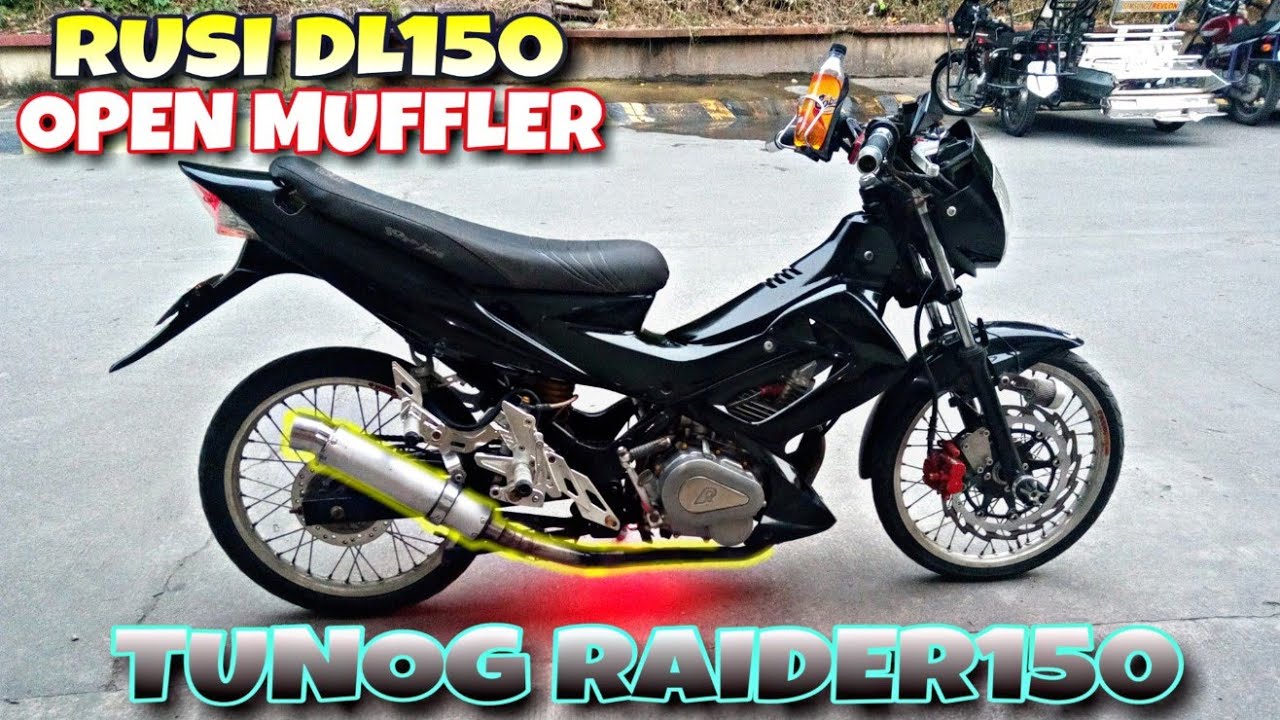 RUSI DL150 OPEN MUFFLER | TUNOG RAIDER150 | STOCK ENGINE - YouTube