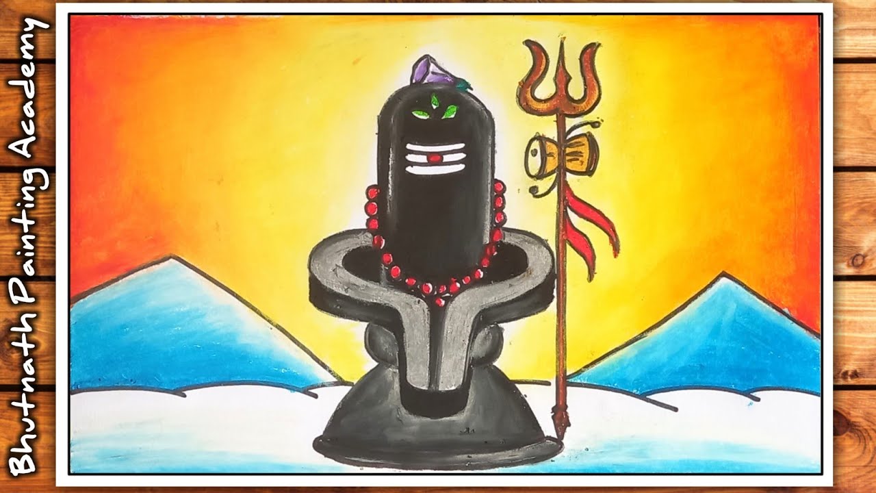 shivling drawing easy||mahashivratri painting with color - YouTube