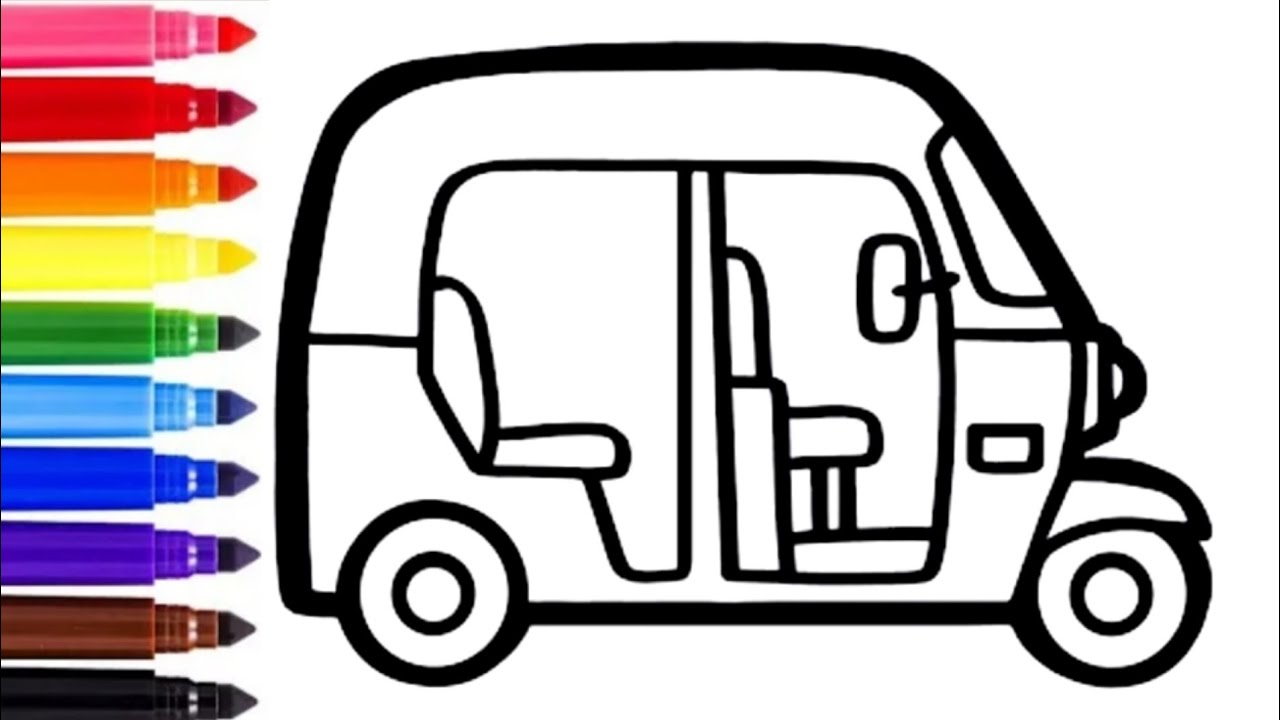 How to Draw Auto Rickshaw/CNG | Auto Rickshaw/CNG Drawing, Painting ...