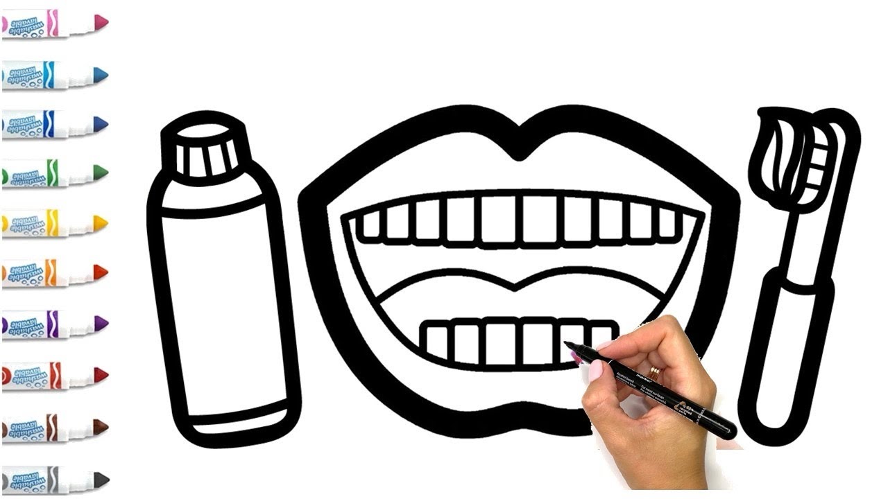 How to draw 🦷 teeth and smile/ Cara menggambar gigi dan senyuman/ як ...