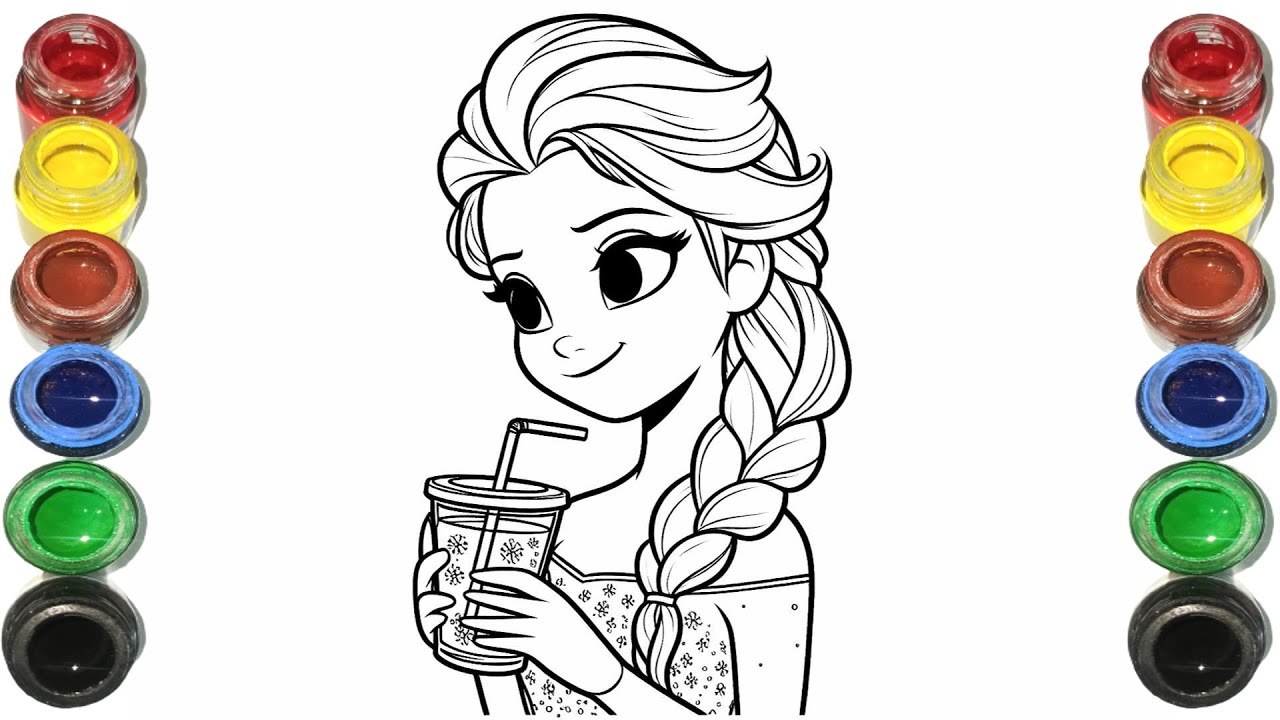Elsa Frozen Drawing, Painting & Coloring for kids, Easy Drawing Step by ...