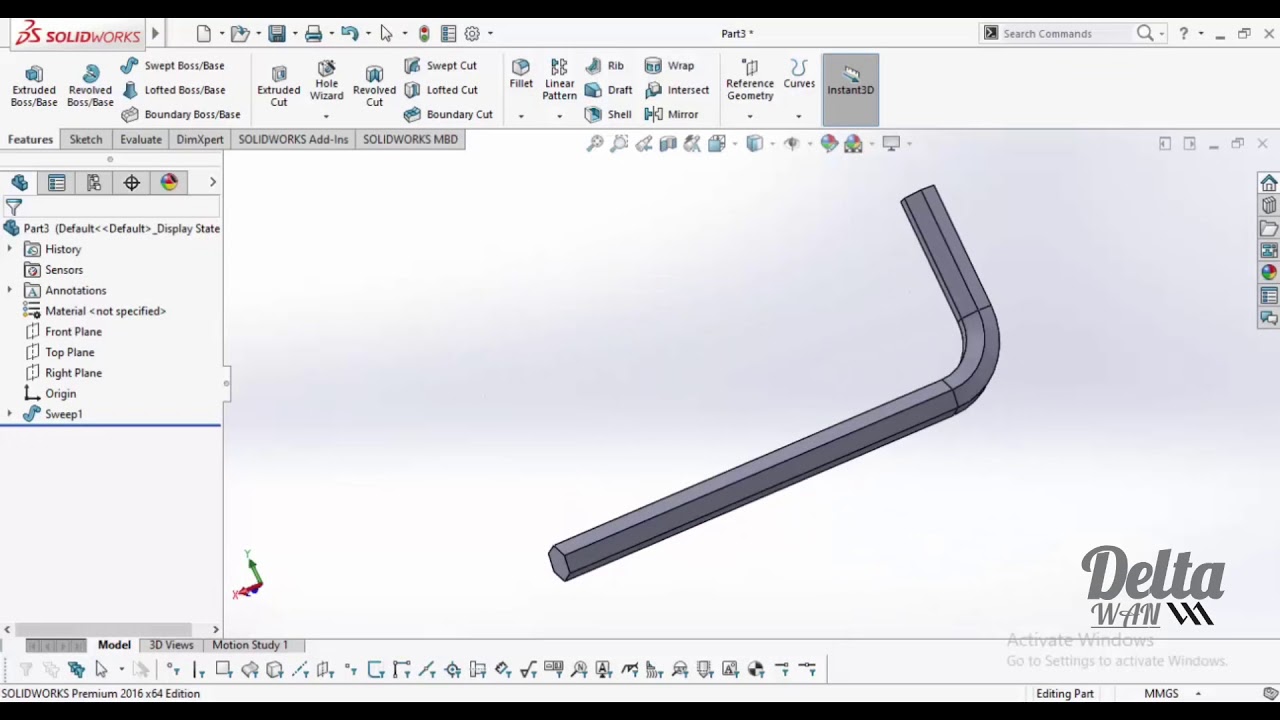 Simple Part for Beginners || Solidwork 2016 Allen Key || Kunci L - YouTube