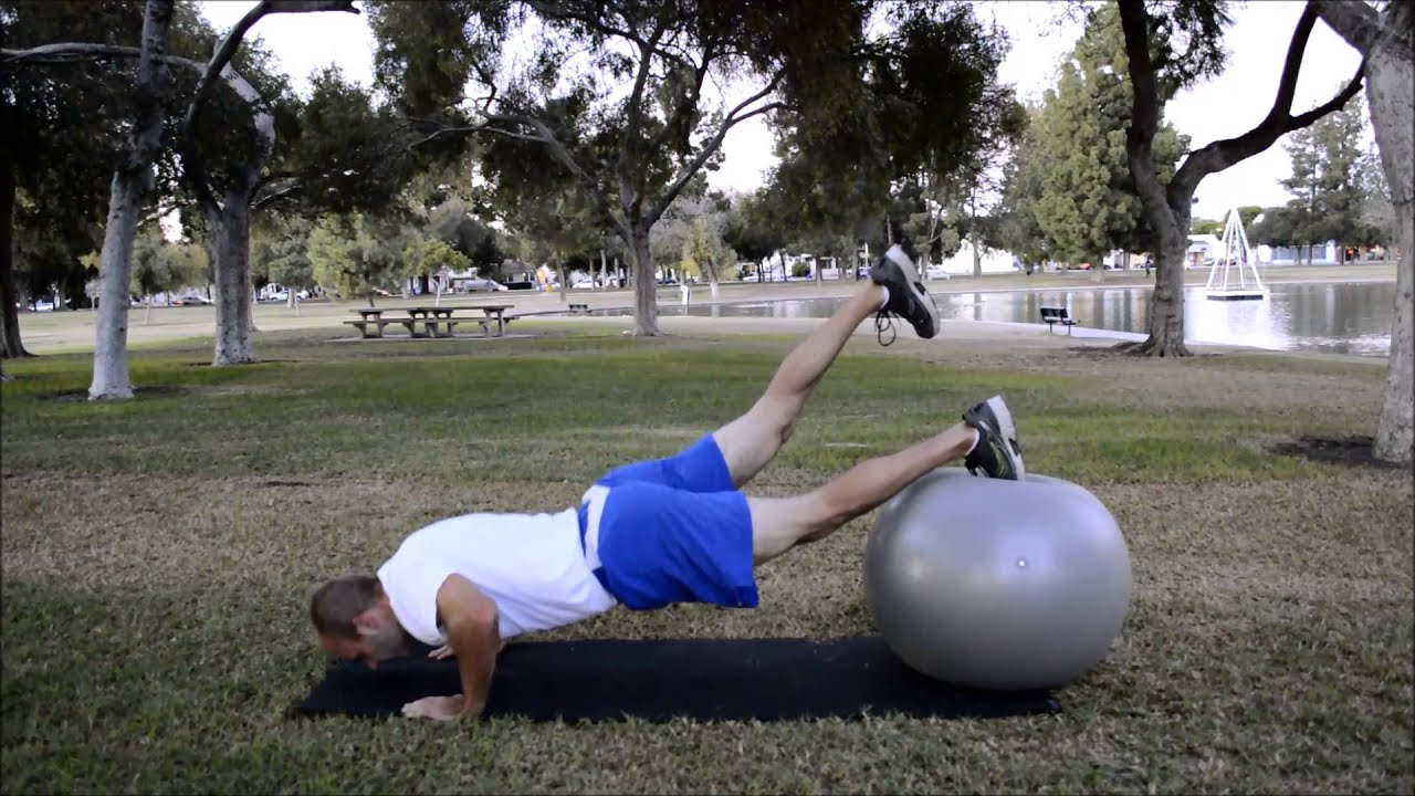 Exercise Ball Push Up 1 Leg - YouTube