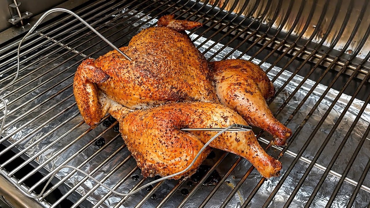 First cook on my new Recteq pellet grill // smoked whole chicken - YouTube