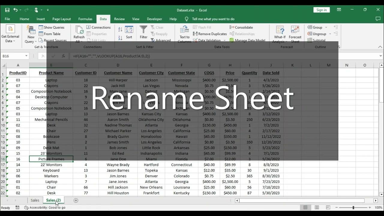 Excel | Copy a Worksheet | Rename a Worksheet - YouTube