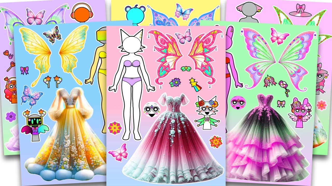Sprunki Fairy Paper doll Dress up Sticker Book 🦋 스프런키 요정 종이인형 스티커북 ...