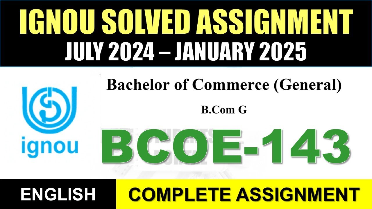 BCOE 143 Solved Assignment 2024-25 || bcoe-143 solved assignment in ...