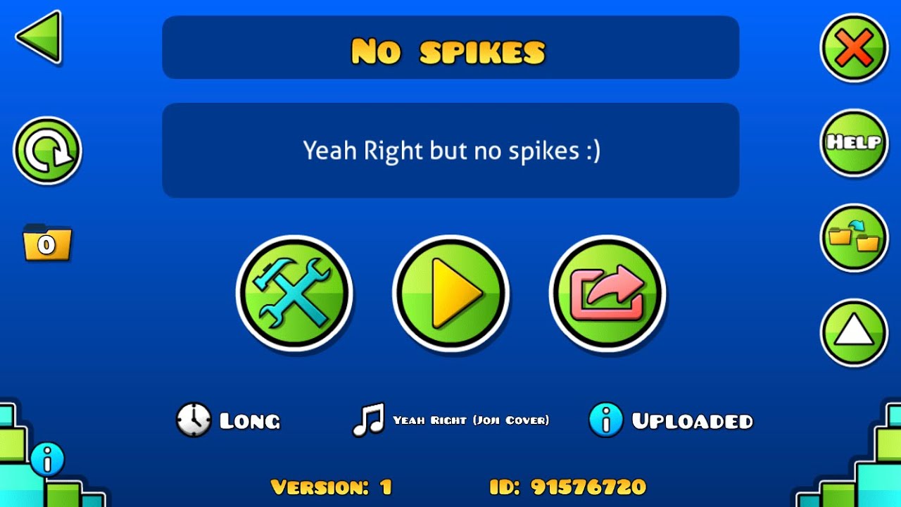 Yeah Right without spikes - “No Spikes” Verified - Geometry Dash - YouTube