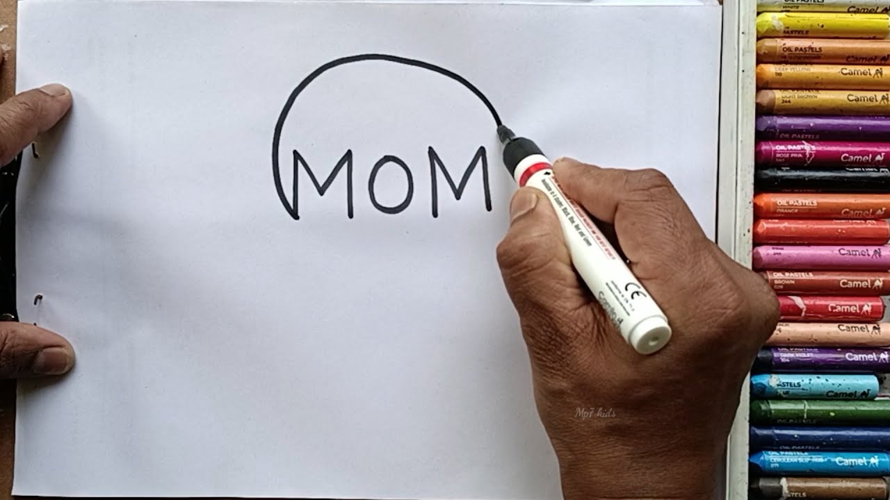 How to Draw Mom Very Easy Method | How to Draw a Woman with the Word ...