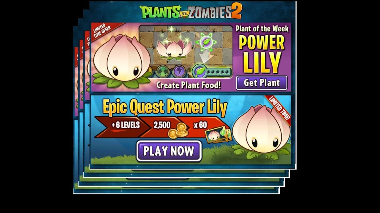 Plants Vs Zombies 2 Epic Quest Power Lily - YouTube