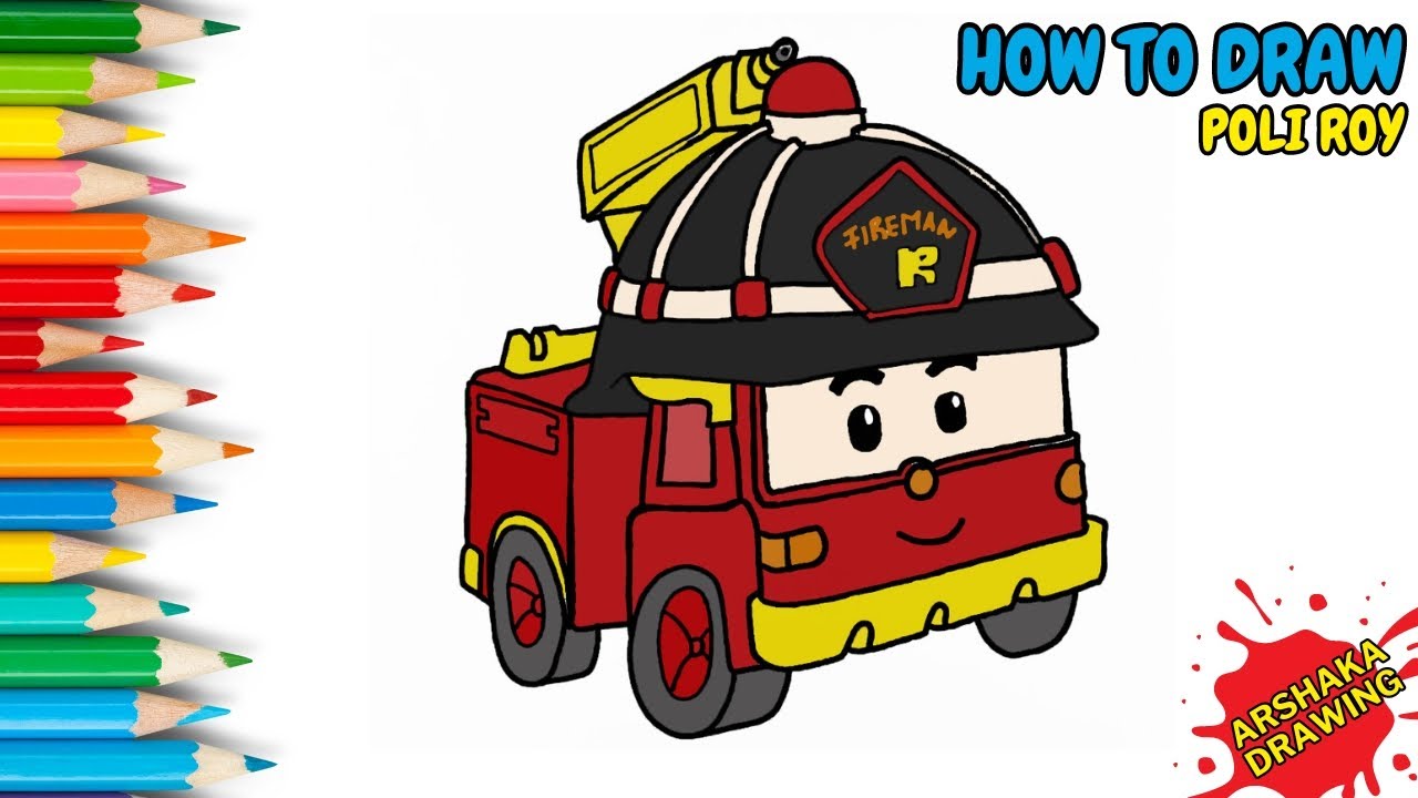 How to Draw Poli Roy from Robocar Poli Easy | Arshaka Drawing - YouTube