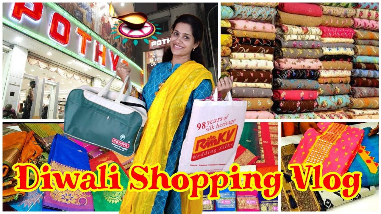 Diwali Shopping vlog💕| Pothys dress materials,kurtis👗| Saree ...