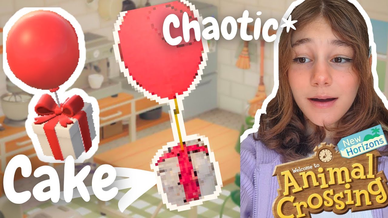 Creating chaos in the kitchen - making an ACNH Baloon present cake 👩‍🍳🤠 ...