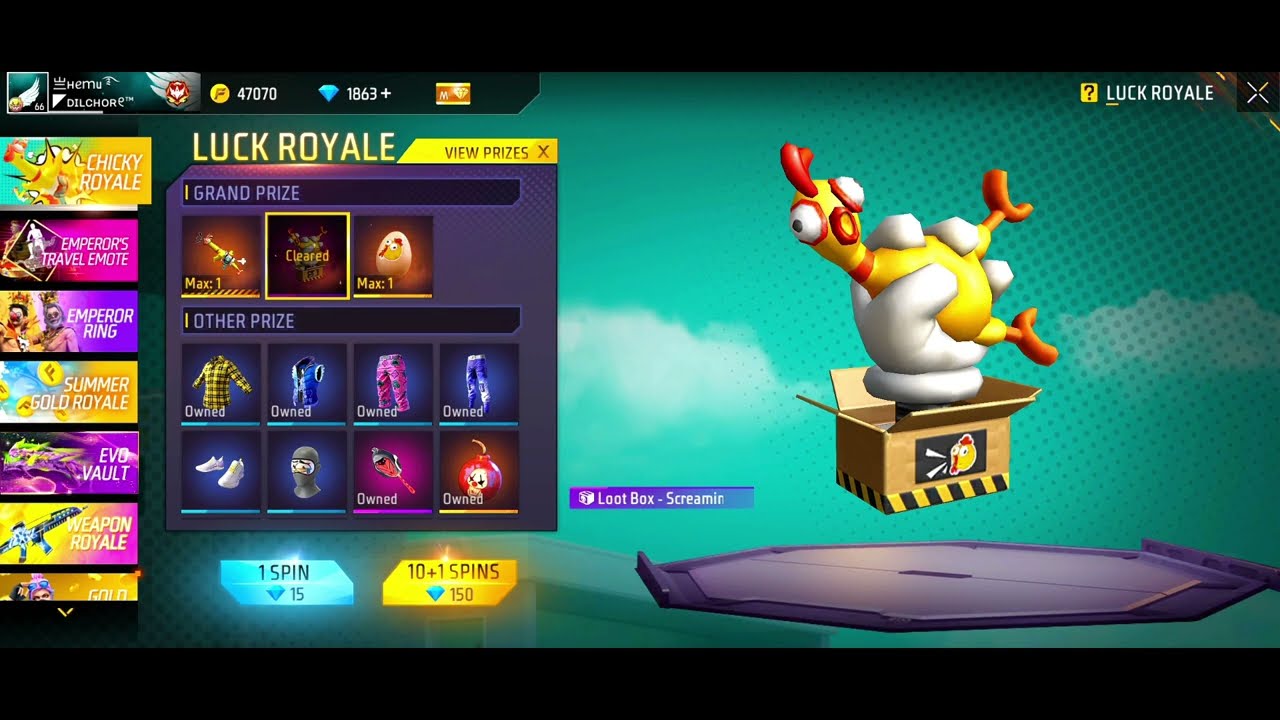 CHICKY NEW LUCK ROYALE EVENT FREE FIRE | FREE FIRE NEW EVENT | FF NEW ...