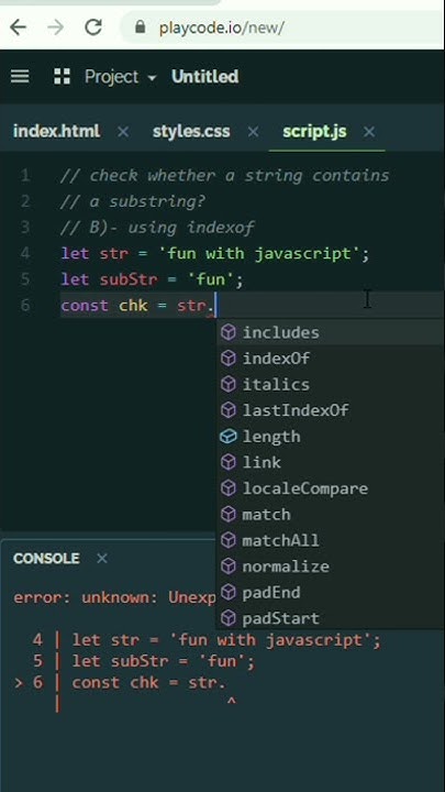 JavaScript includes, indexOf & RegExp - string contains a substring #Shorts - YouTube