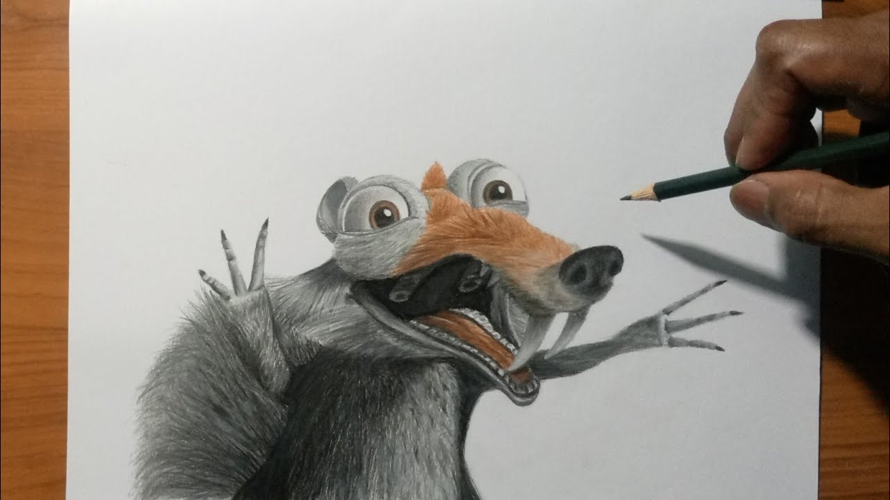 How to draw Scrat (Ice Age) | Arah Art - YouTube