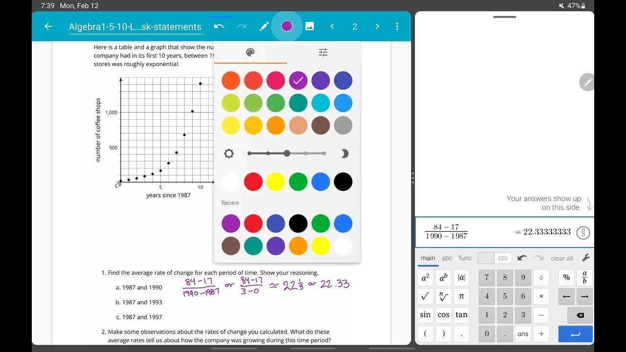 IM Algebra 1 Unit 5 Lesson 10 Activity 2 Question 1 - YouTube