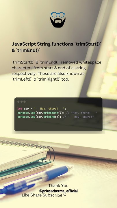 JavaScript String functions trimStart() & trimEnd() #javascript #shorts - YouTube