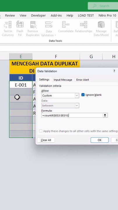 MENCEGAH INPUT DATA DUPLIKAT DI EXCEL #shorts #excel #exceltutorial - YouTube