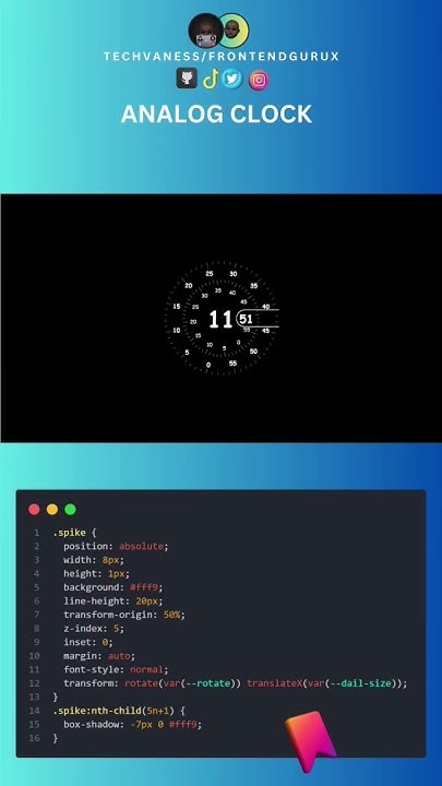 Analog watch | Amazing css animation | #coder #design #developer #development #frontend - YouTube