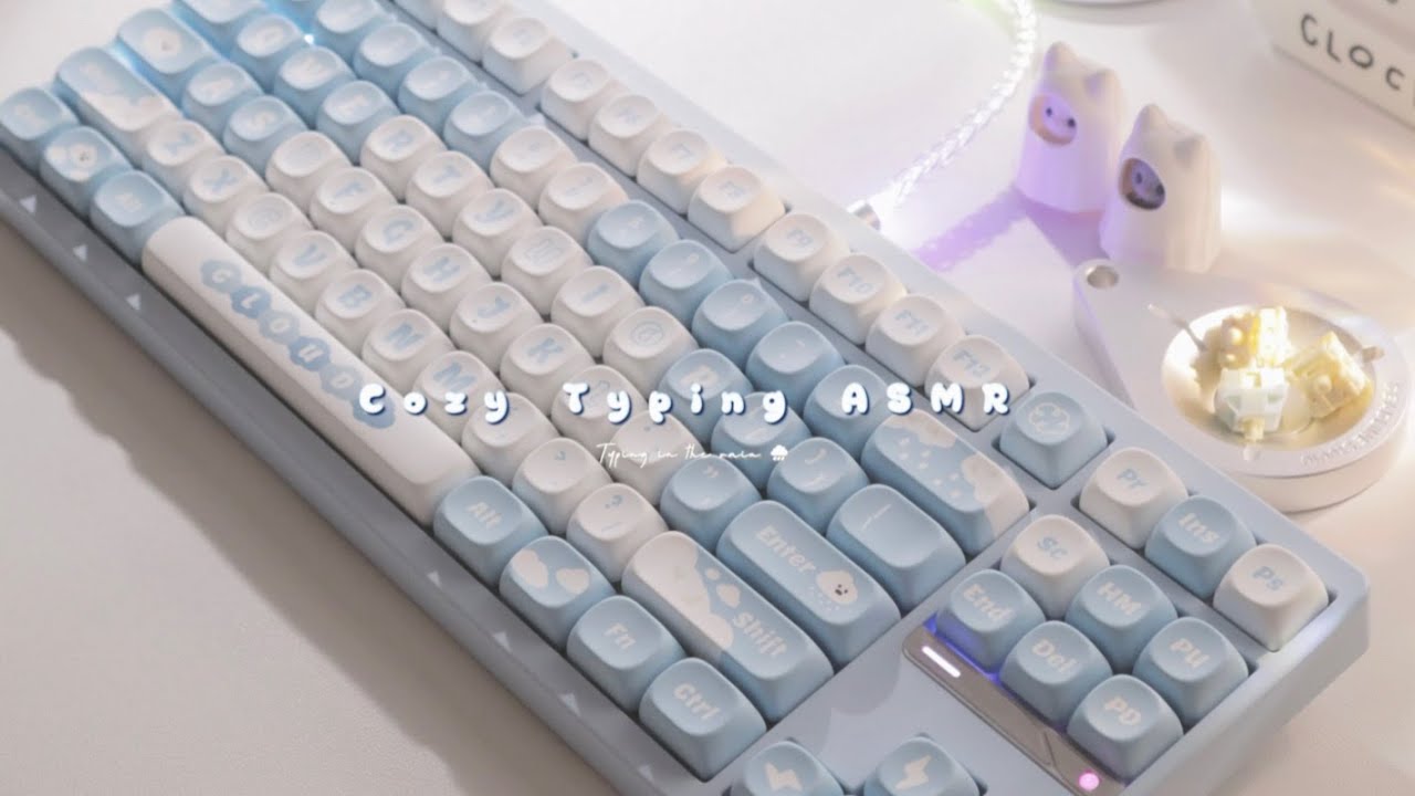 ⋆⁺₊⋆ ☾⋆⁺₊⋆ [Cozy Typing ASMR] Typing in the rain 🌧️ ㅣRainy Sound No ...