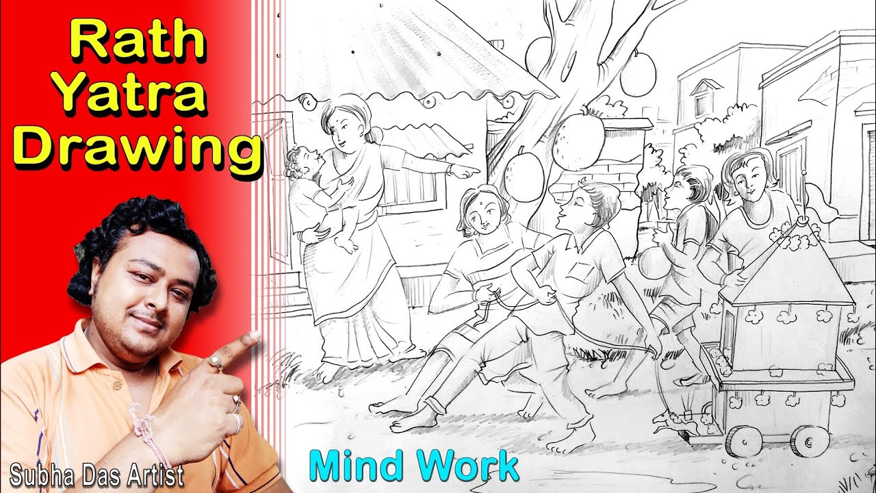 Rath Yatra Drawing Sketch | Rath Yatra Pencil Sketch Drawing Easy Step ...