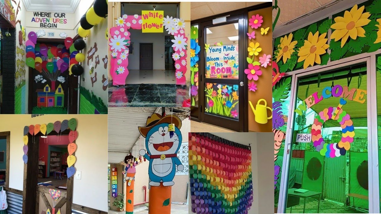Classroom Entrance decoration ideas/Classroom door decoration/DIY paper ...