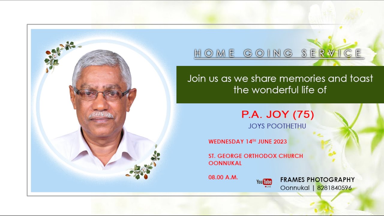Funeral Service of Mr. P.A. Joy (75) - YouTube