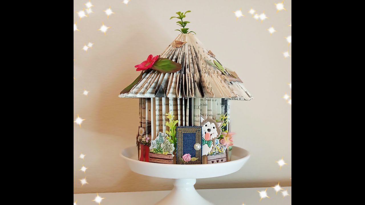 unique hut made from an old book/ altered old book craft - YouTube
